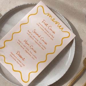 Curvy Menu Template, Hand Drawn, Wedding Bridal Shower Menu, Printable ...