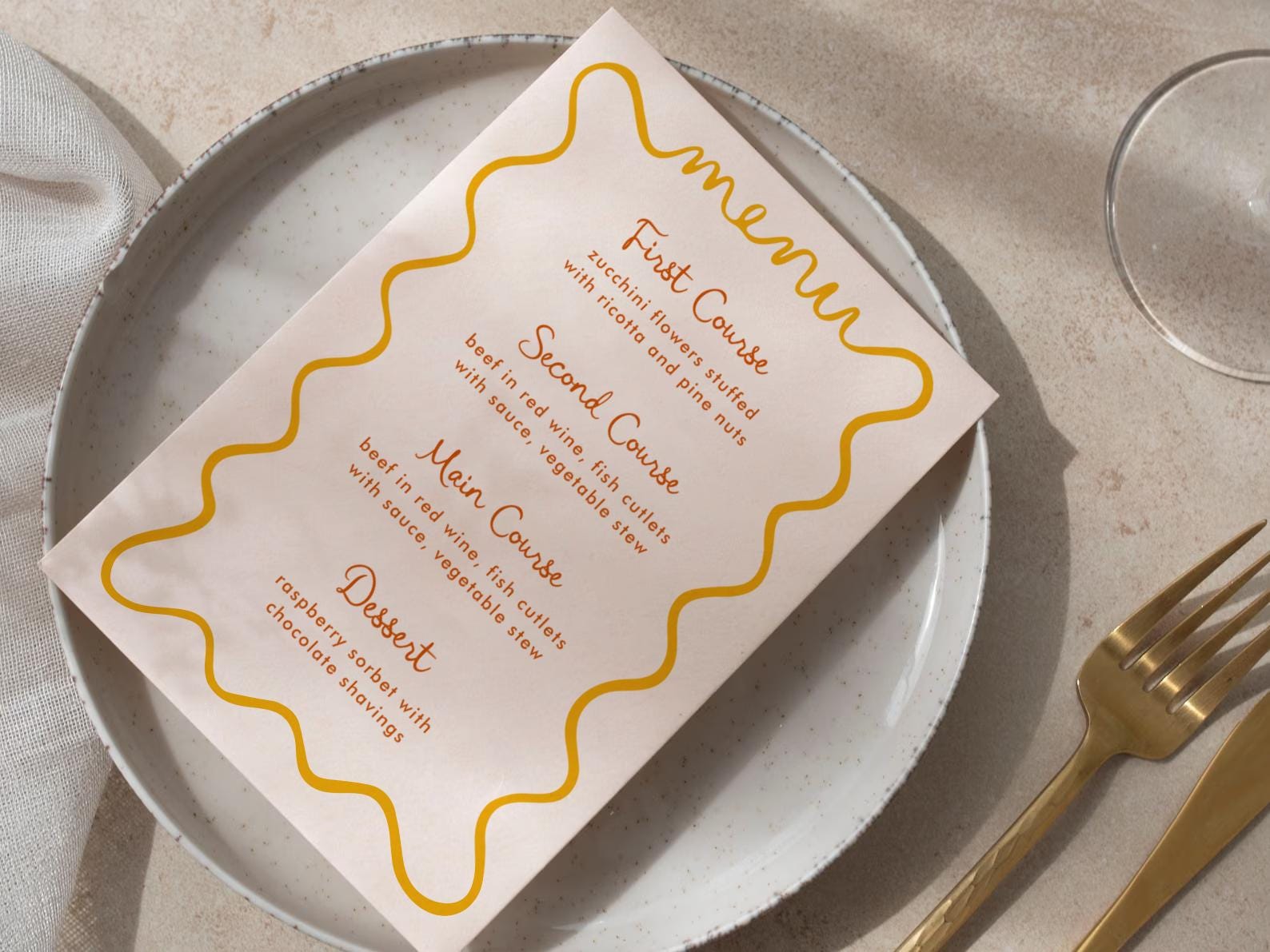 Curvy Menu Template, Hand Drawn, Wedding Bridal Shower Menu, Printable ...