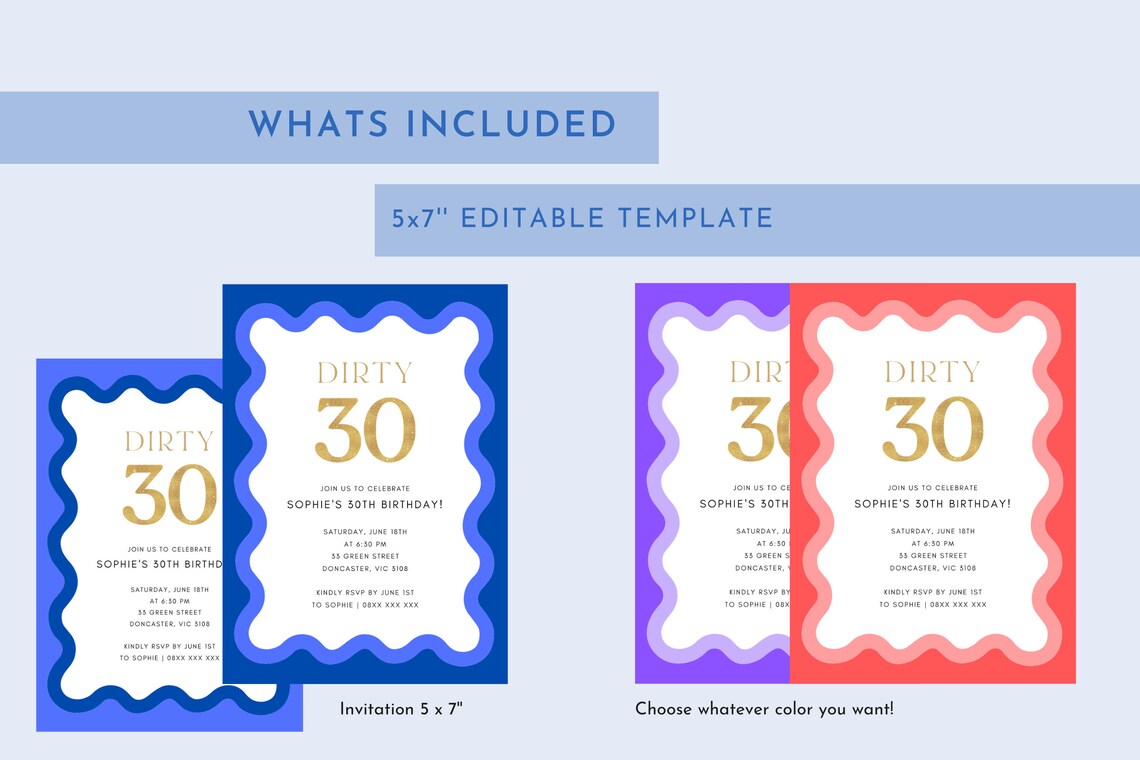 30th Birthday Invitation Printable Thirtieth Birthday Invite - Etsy