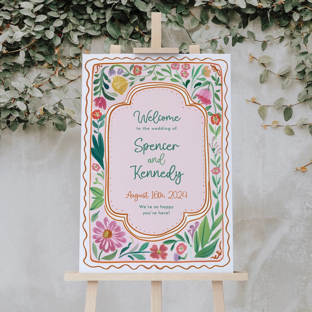 Colorful Floral Spring Welcome Sign, Colorful Flowers Sign, Editable ...