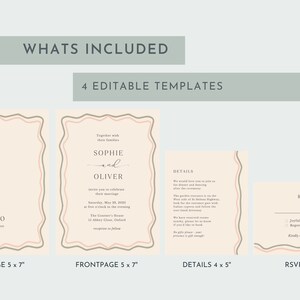 Wavey Wedding Invitation Template, Instant Download Editable Invite ...
