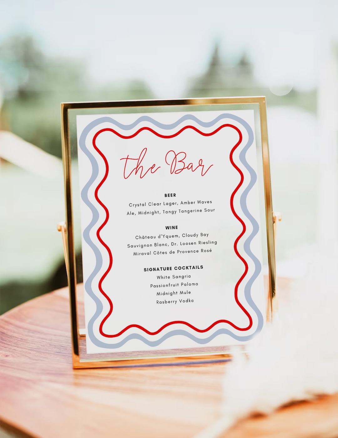 Wavy Bar Menu Template, Hand Drawn, Wedding/bridal Shower Bar Menu ...