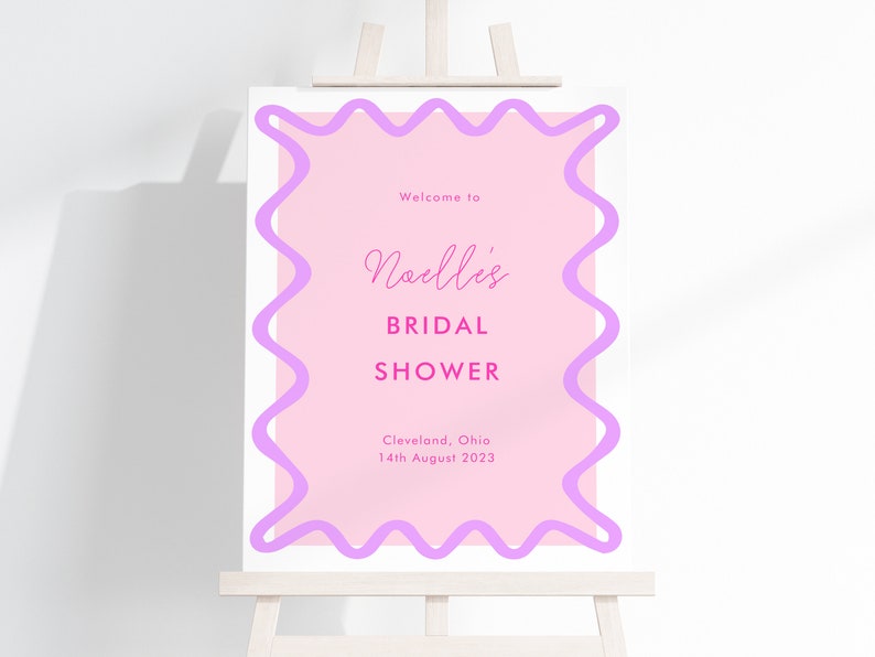 Wave Bridal Shower Welcome Sign Curve Modern Bridal Shower - Etsy