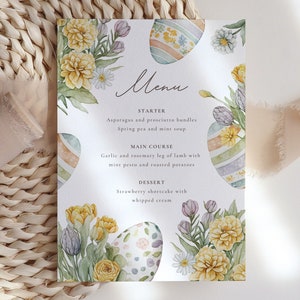 Easter Brunch Menu, Easter Menu, Watercolor Bunny Menu, Printable ...