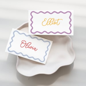 Curvy Place Cards, Colorful Name Cards, Wavy Border, Curvy Invitation ...