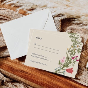 Wildflower Wedding Invitation Card Template Summer Spring - Etsy