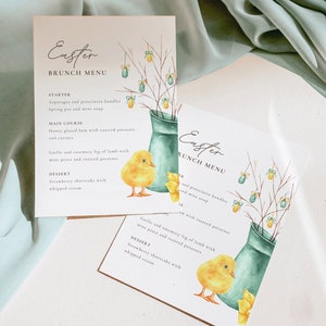 Easter Brunch Menu, Easter Menu, Watercolor Bunny Menu, Printable ...