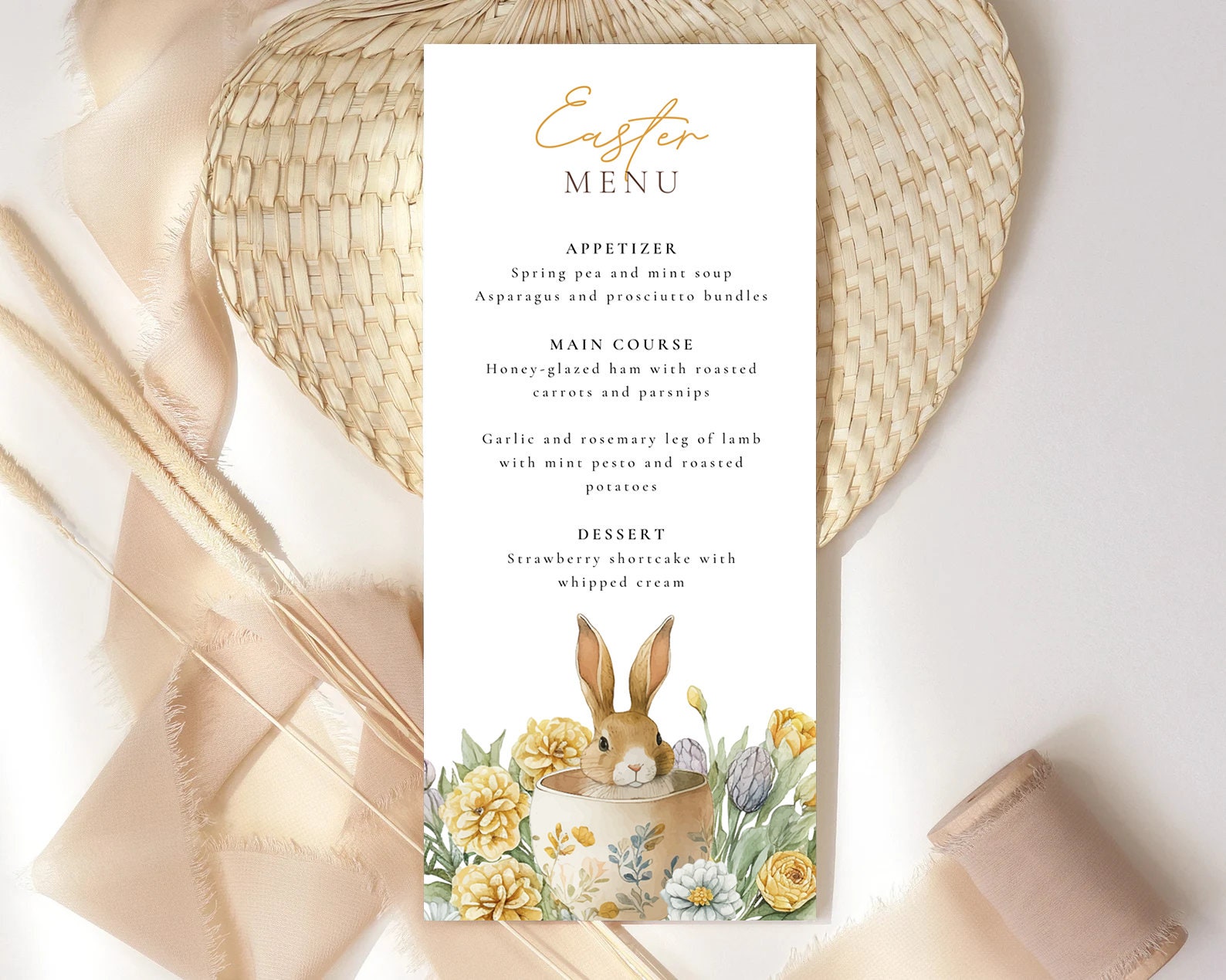 Printable Easter Menu, Editable Easter Brunch Menu Template, Easter ...