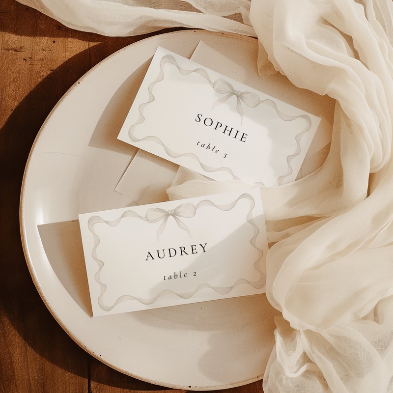 Brown Bow Place Card - Etsy UK