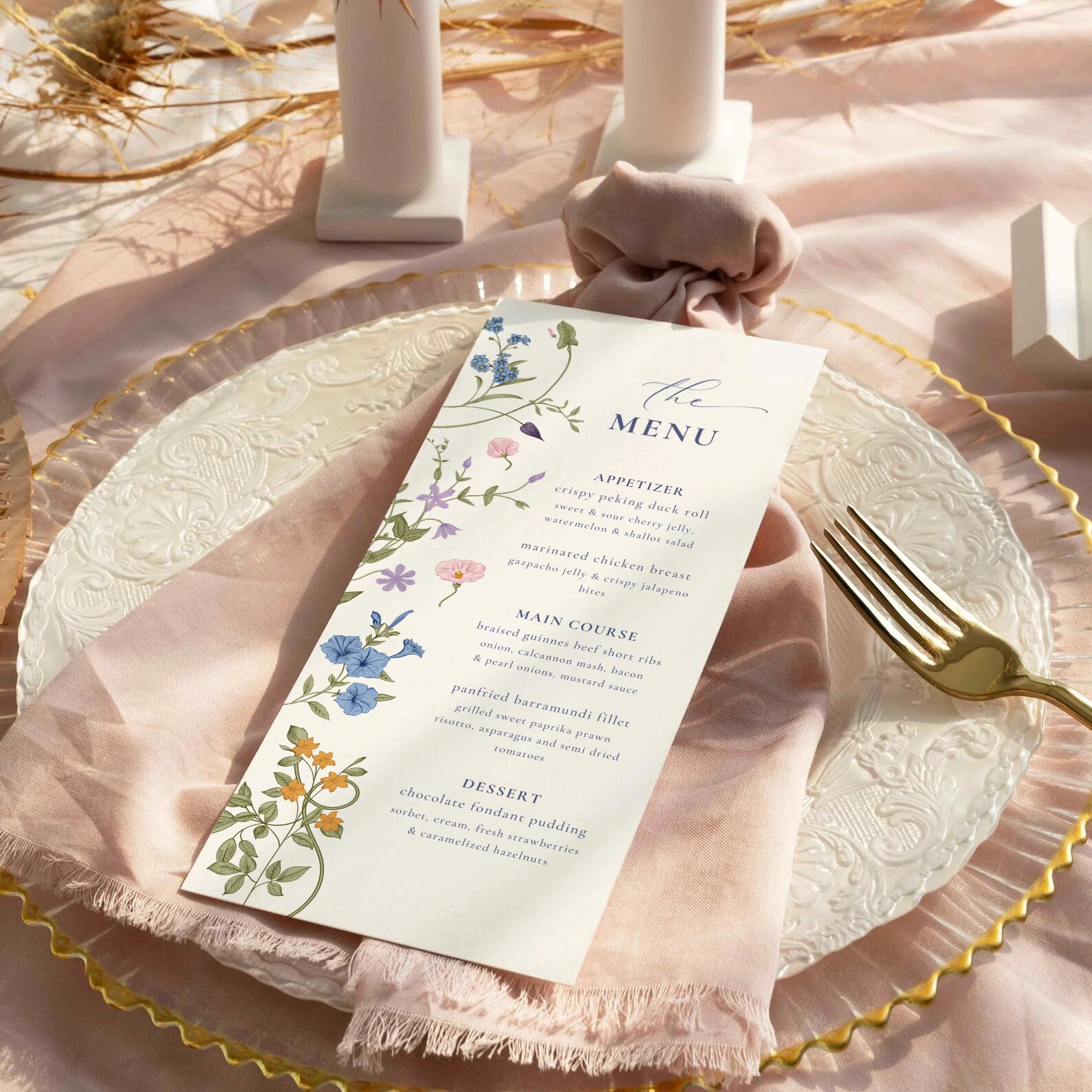 Wildflower Menu Template, Garden Wedding Menu, Boho Flowers Menu ...