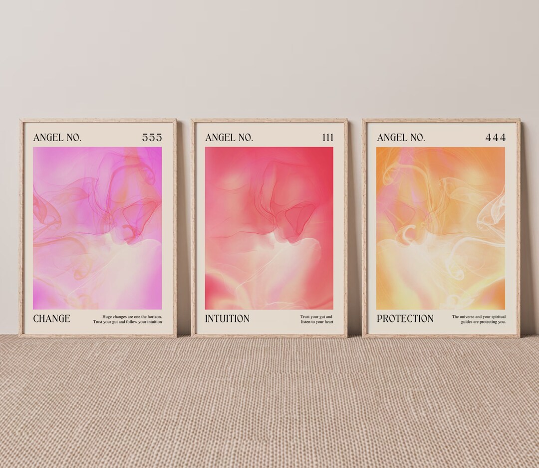 Angel Numbers Set of 3 Prints, Feminine Affirmation Prints, Spiritual ...