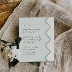 Wavy Wedding Invitation, Curve Modern Wedding Invite, Modern Boho ...