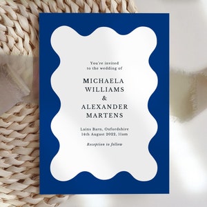 Wavey Wedding Invitation Template, Instant Download Editable Invite ...