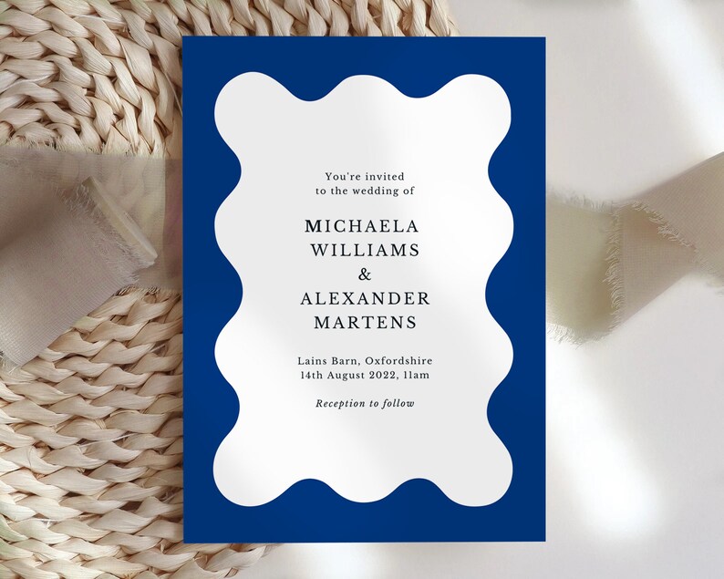 Wavey Wedding Invitation Template, Instant Download Editable Invite ...