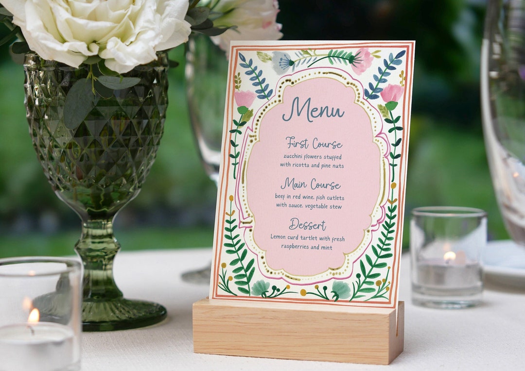 Colorful Floral Spring Menu Template, Hand Drawn, Printable Dinner Menu ...