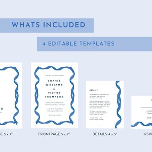 Wavy Wedding Invitation Template, Instant Download Editable Invite ...