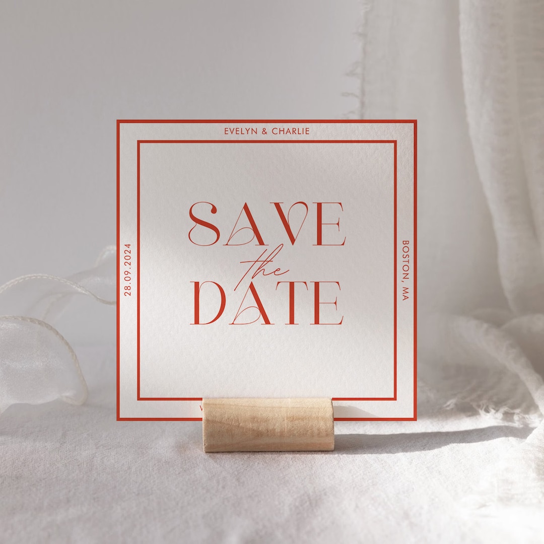 Modern Save the Date Invitation, Save Our Date, Square Minimal Wedding ...