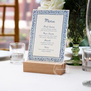 Blue Watercolor Floral Border Menu Template, Hand Drawn, Editable ...