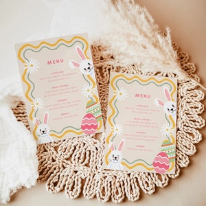 Easter Menu, Bunny Menu, Easter Brunch Menu, Editable Printable ...