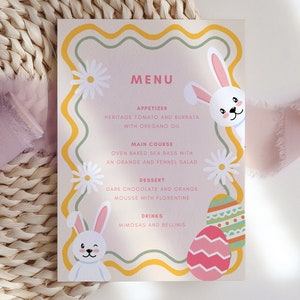 Easter Menu, Bunny Menu, Easter Brunch Menu, Editable Printable ...