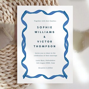 Wavy Wedding Invitation Template, Instant Download Editable Invite ...