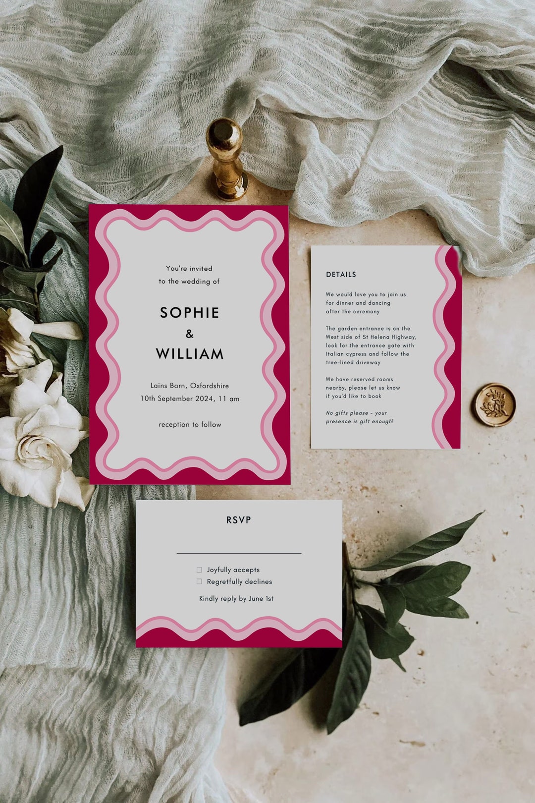 Waves Wedding Invitation Template, Instant Download Editable Invite ...