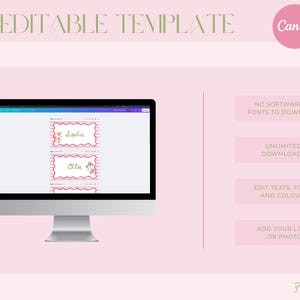 Pink Floral Place Cards Template, Printable Place Cards, Wedding Name ...