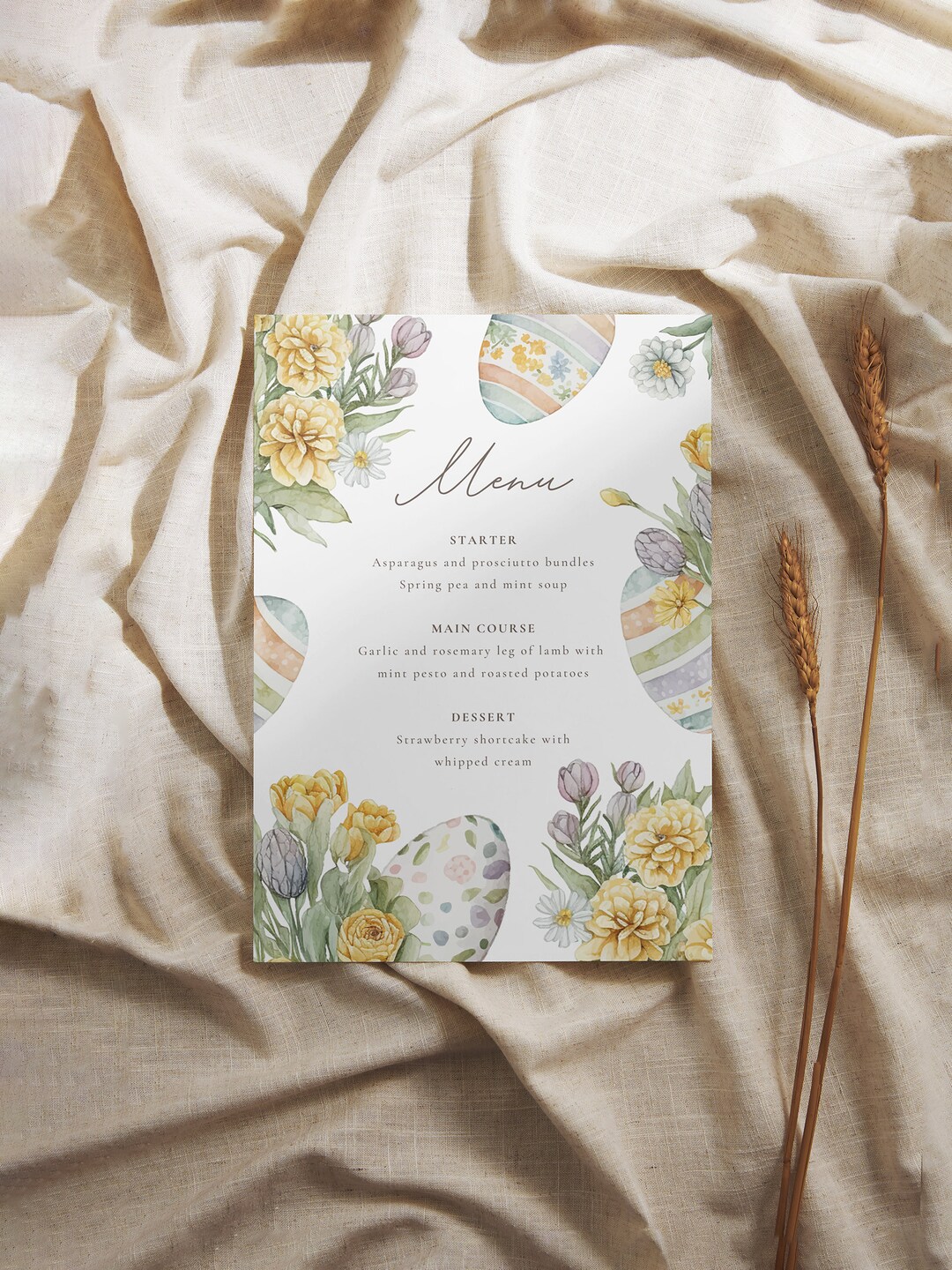 Easter Brunch Menu, Easter Menu, Watercolor Bunny Menu, Printable ...