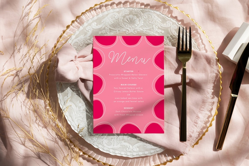 Pink Scalloped Menu Template Instant Download Editable Menu - Etsy