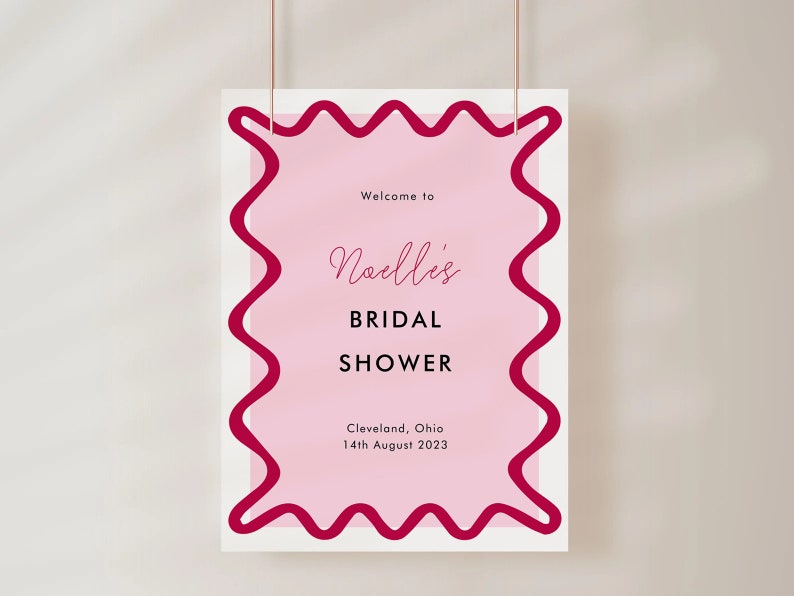 Wave Bridal Shower Welcome Sign Curve Modern Bridal Shower - Etsy