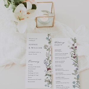 Fall Wedding Program Template, Fall Wildflower Wedding Program, Wedding ...
