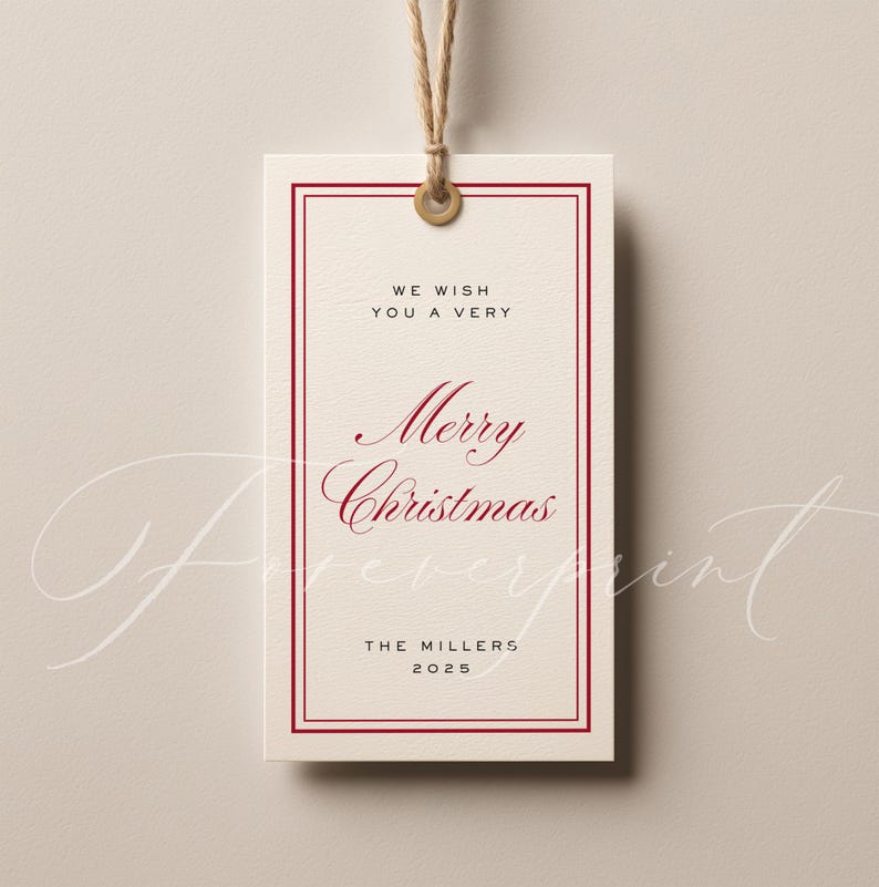 Editable Christmas Gift Tags – Red Holiday Tags With Elegant Script ...
