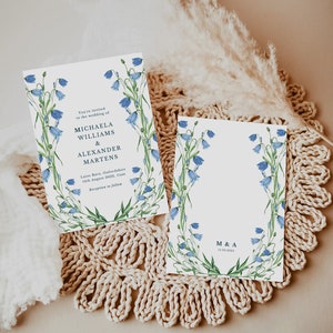 SPRING WEDDING INVITATION, Wildflower Wedding, Blue Florals, Spring ...