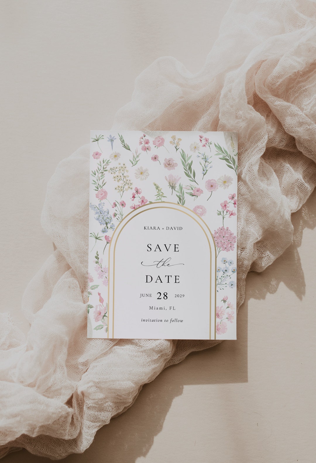 Pastel Wildflower Wedding Invitation Template, Printable Wedding ...