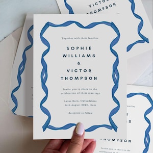 Wavy Wedding Invitation Template, Instant Download Editable Invite ...