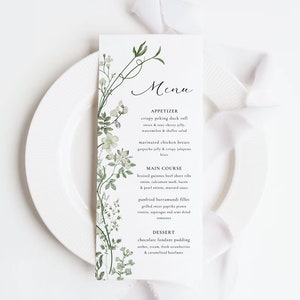 Greenery Menu Template, Garden Party Menu, White Flowers Event Menu ...