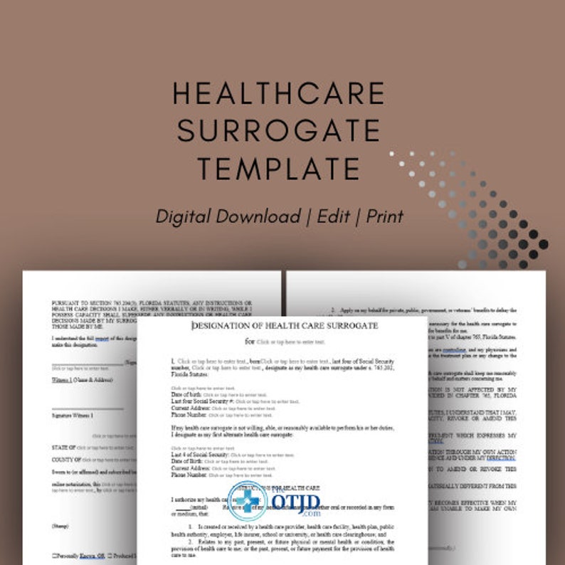 Healthcare Surrogate Template - Legal Form for Medical Decisions ...