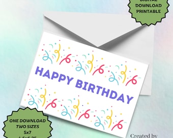 Happy Birthday Printable Card | Digital Download Card | Digital ...