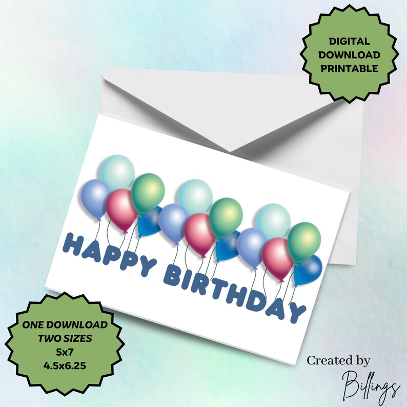 Happy Birthday Printable Card Digital Download Card - Etsy
