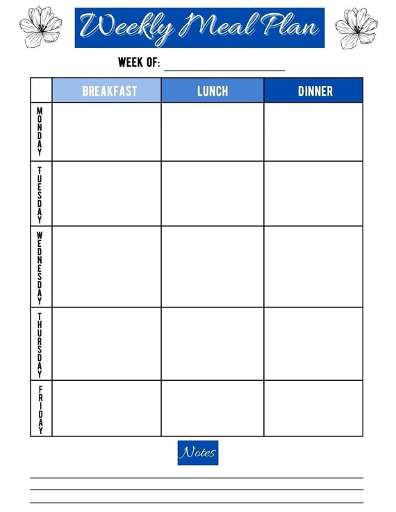 Weekly Meal Plan Guide - Etsy