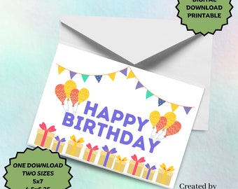 Happy Birthday Printable Card | Digital Download Card | Digital ...