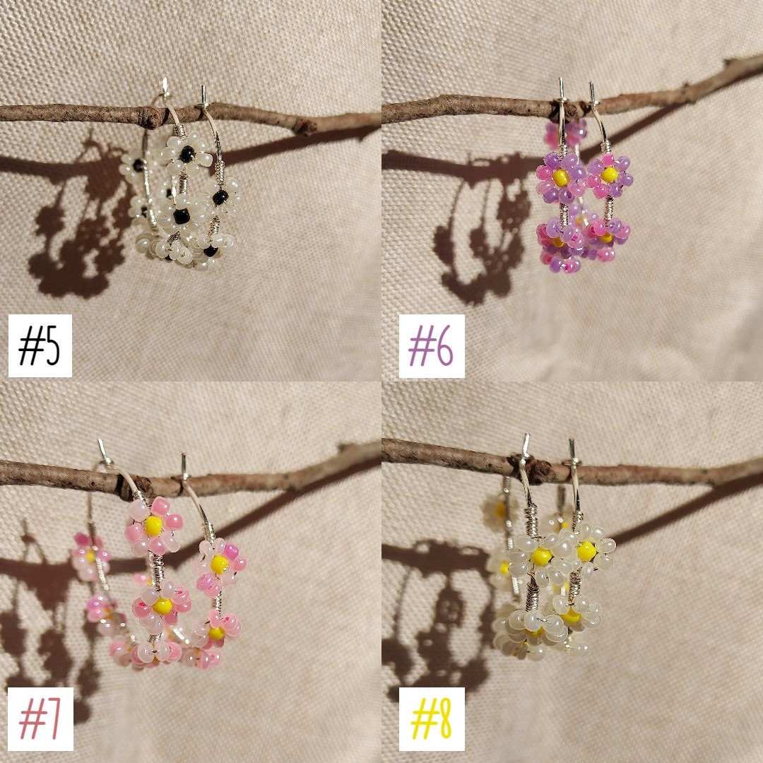 Custom Daisy Hoop Earrings, Boho Style Hoops, Handmade Wire Wrapped ...