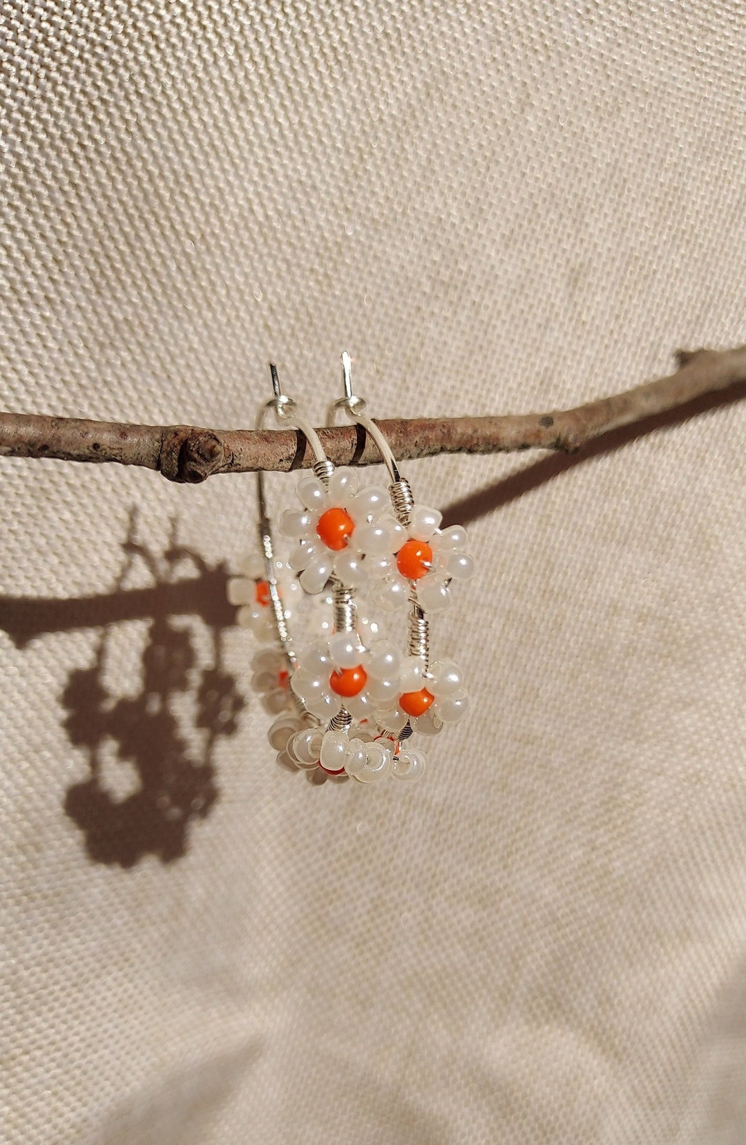 Custom Daisy Hoop Earrings, Boho Style Hoops, Handmade Wire Wrapped ...