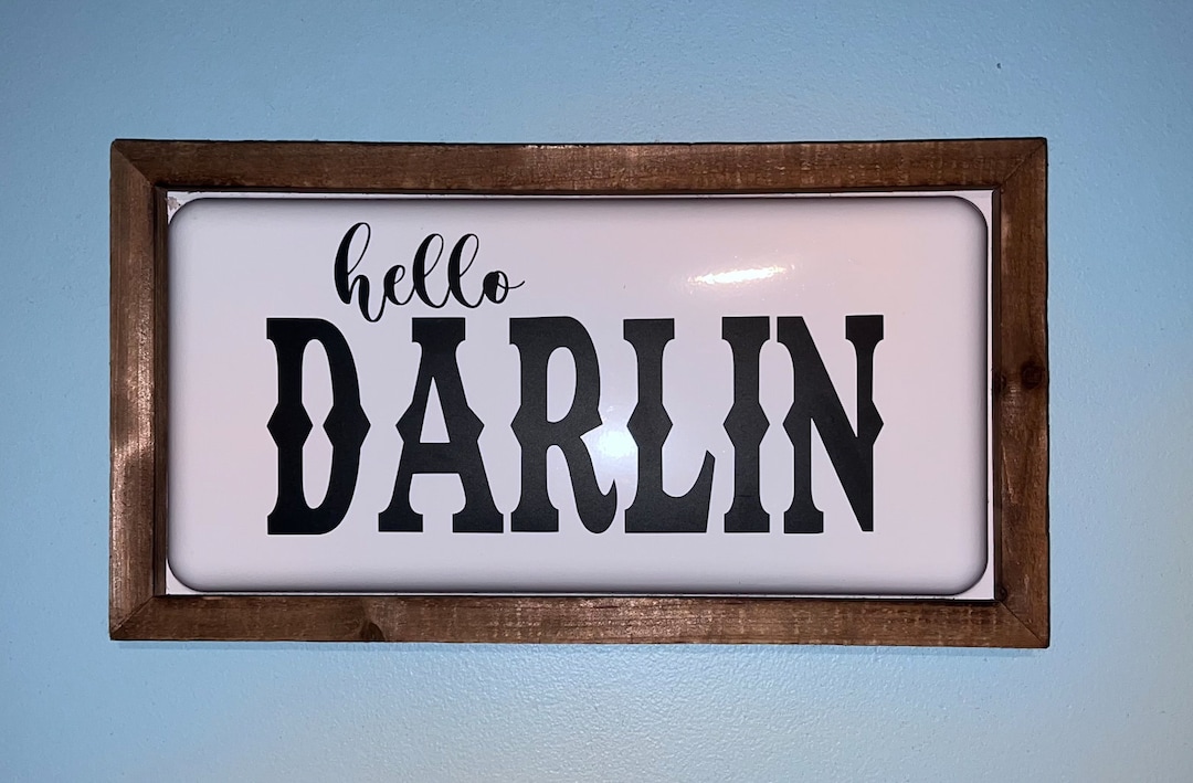 Hello Darlin Metal & Wood Frame Sign Conway Twitty Lyrics - Etsy