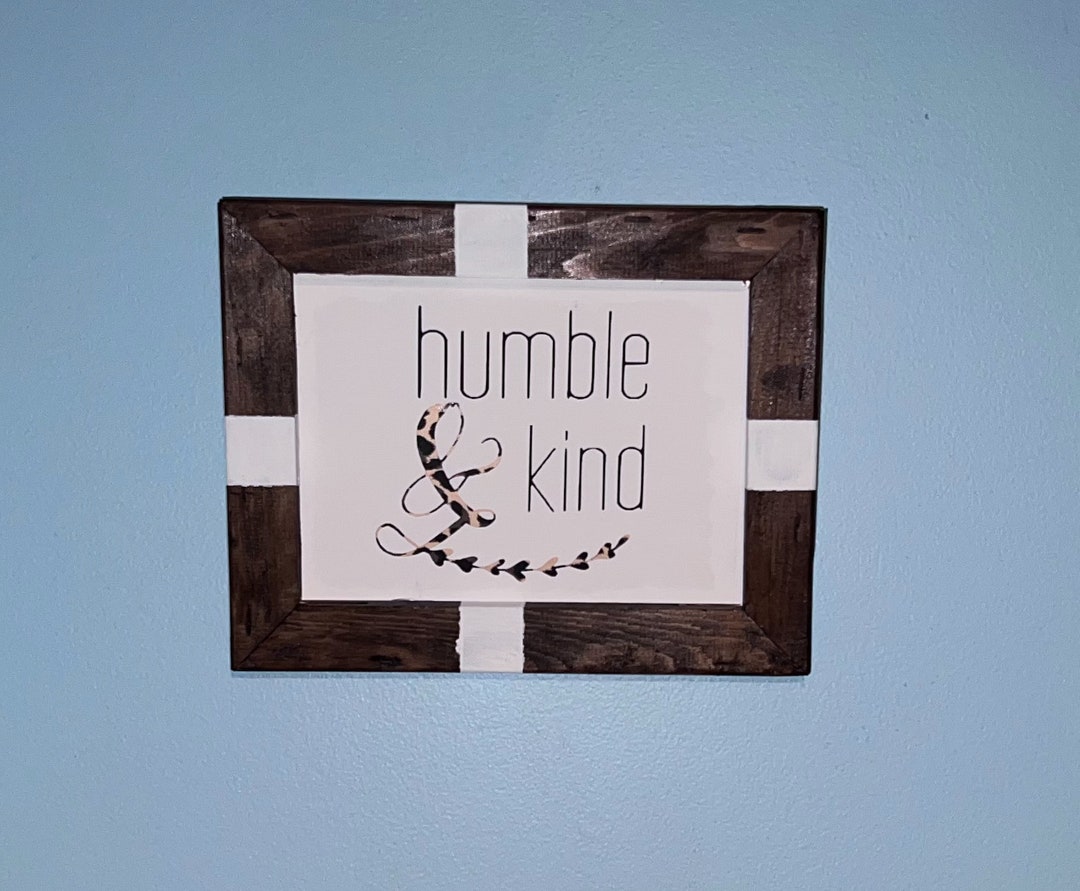 Humble & Kind Reverse Canvas Wood Frame Sign, Cheetah Print Accents ...