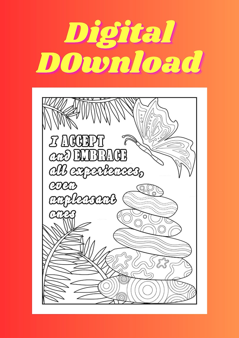 100 Affirmation Colouring Pages, for Adults & Children, Instant ...