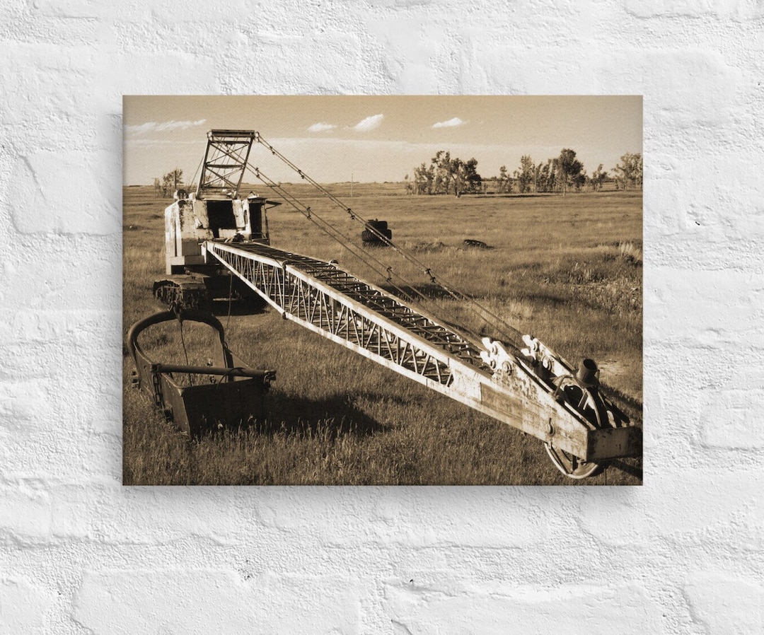 Antique Dragline | 16"wx12"h | Thin Canvas | Old Mining Equipment ...
