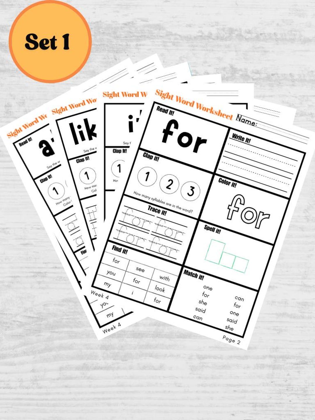 SET 1 Kindergarten Sight Word Practice | Editable Worksheets | Weekly ...