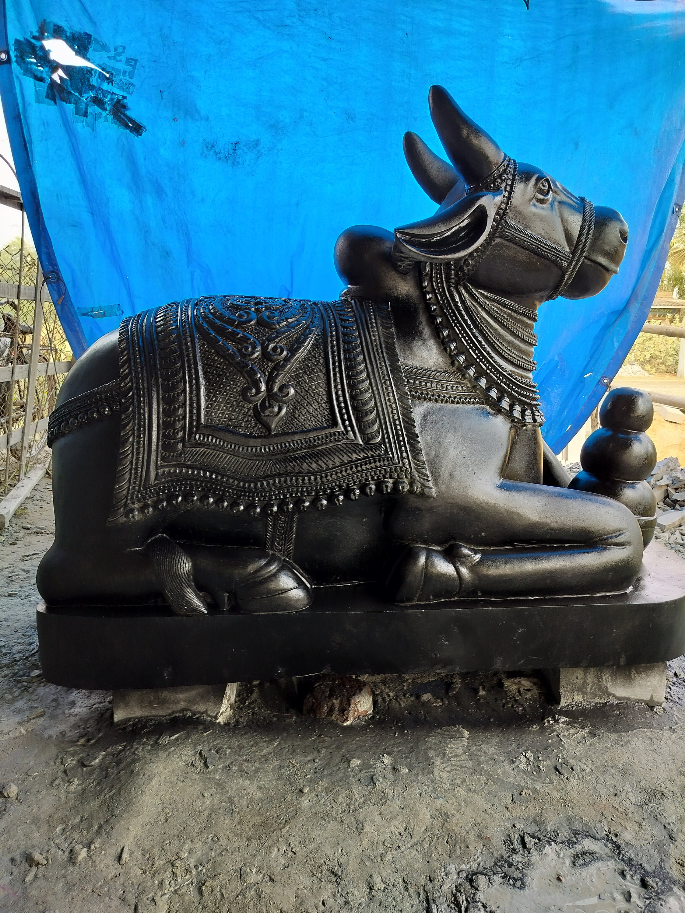 Large Nandi Statue in Black Granite Stone - Etsy