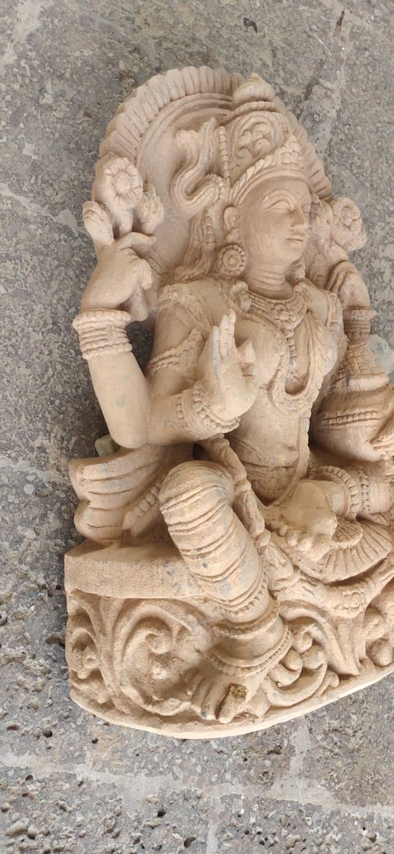 Red Stone Sitting Laxmi Statue in 2 Feet Height - Etsy